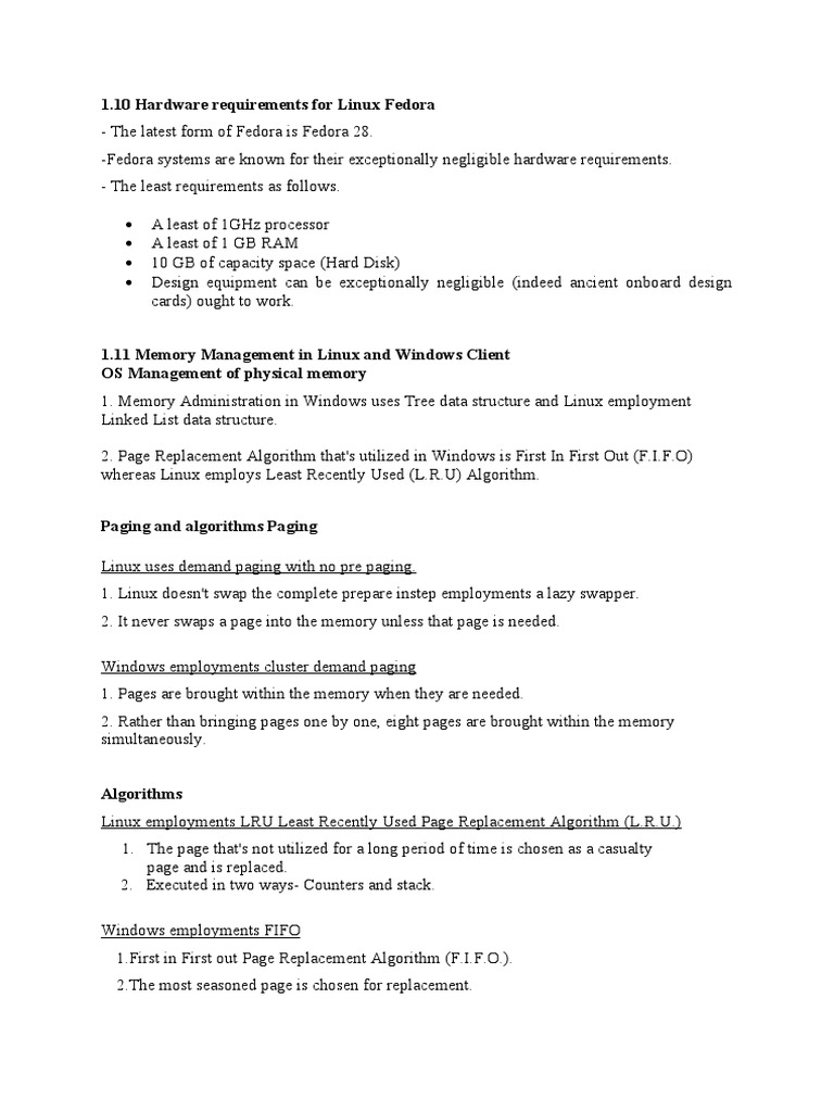 Low-resource hardware requirements for Linux Fedora | PDF | Graphical ...