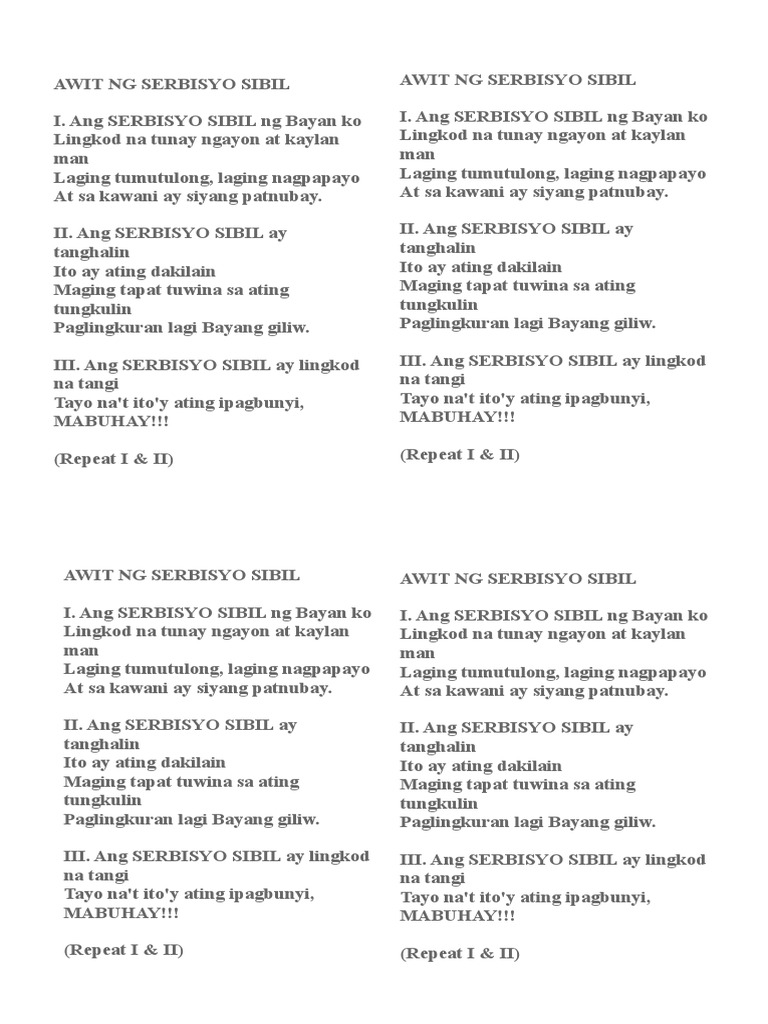 Awit NG Serbisyo Sibil | PDF