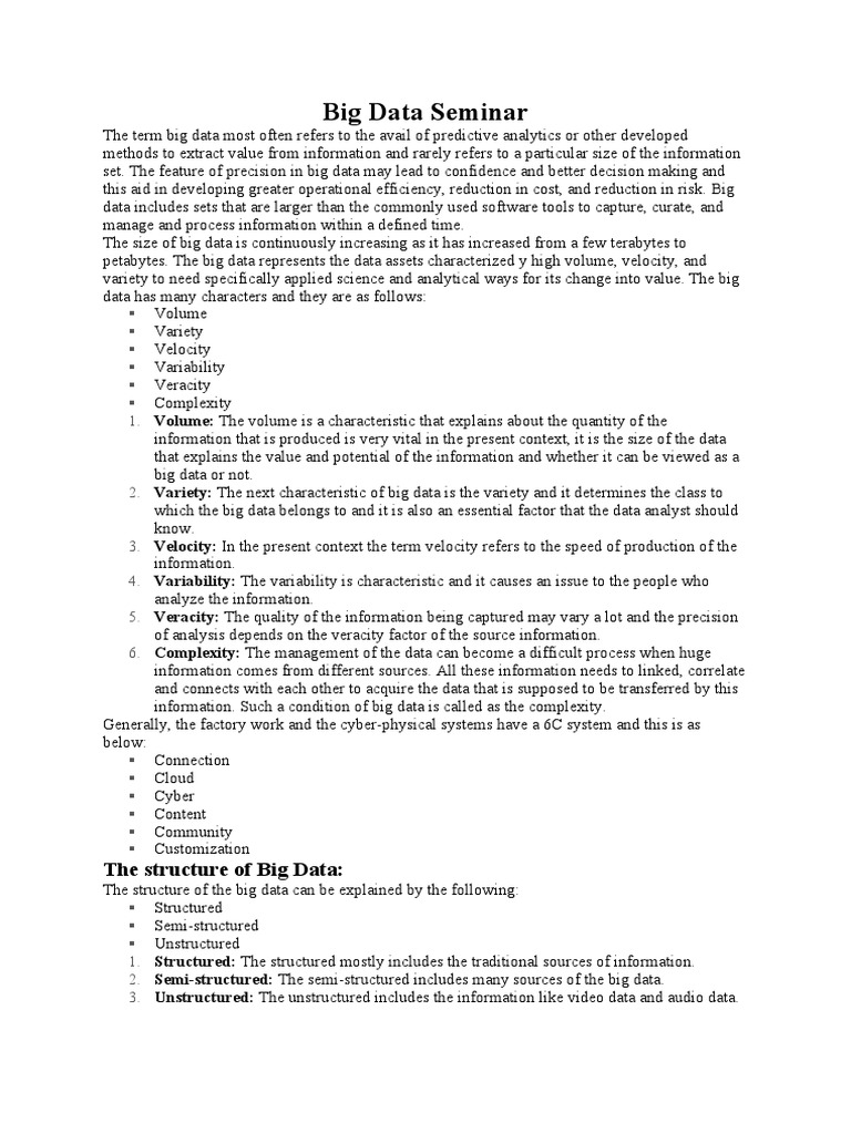 Big Data Seminar S | PDF | Big Data | Data