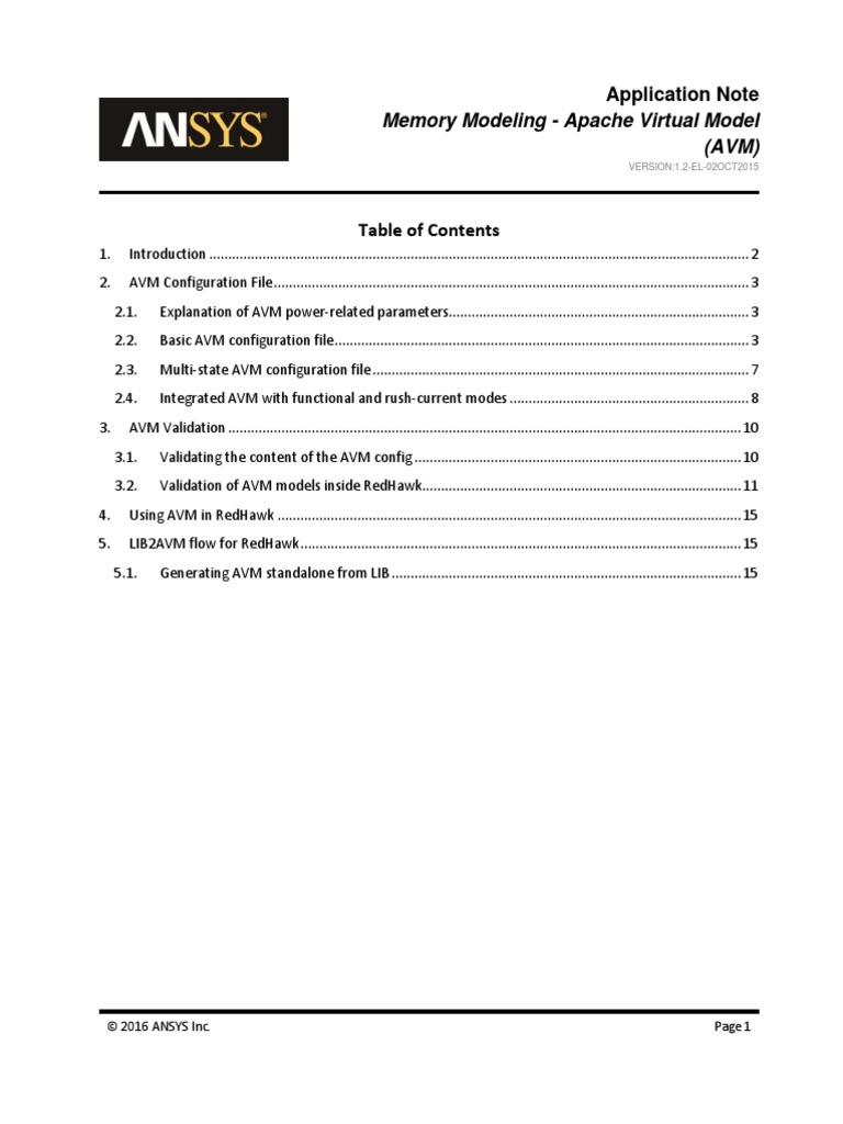 Memory Modeling Apache Virtual Model Avm Pdf Electrical Engineering Computing 