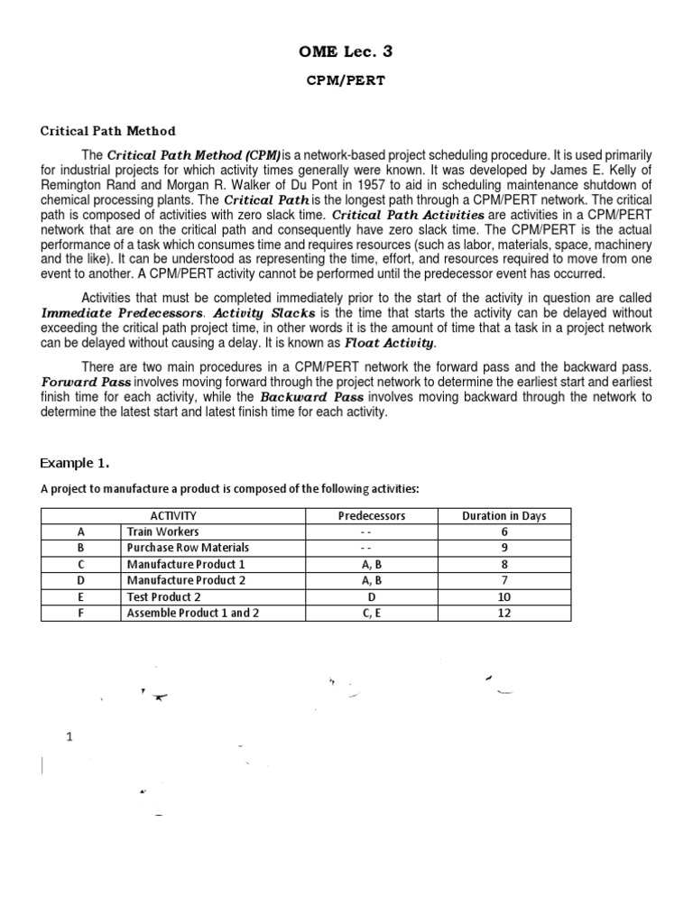 2.1 Circular and RecNodes PERT CPM Lecture 2 Example and Assignment | PDF | Analysis | Applied ...