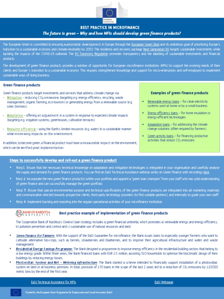 Green Finance Strategies for MFIs | PDF | Sustainability | Climate ...