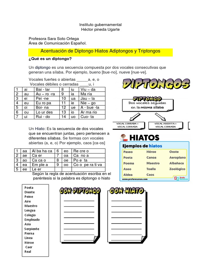 Diptongo, Hiato Y Triptongo Worksheet Live Worksheets, 57% OFF