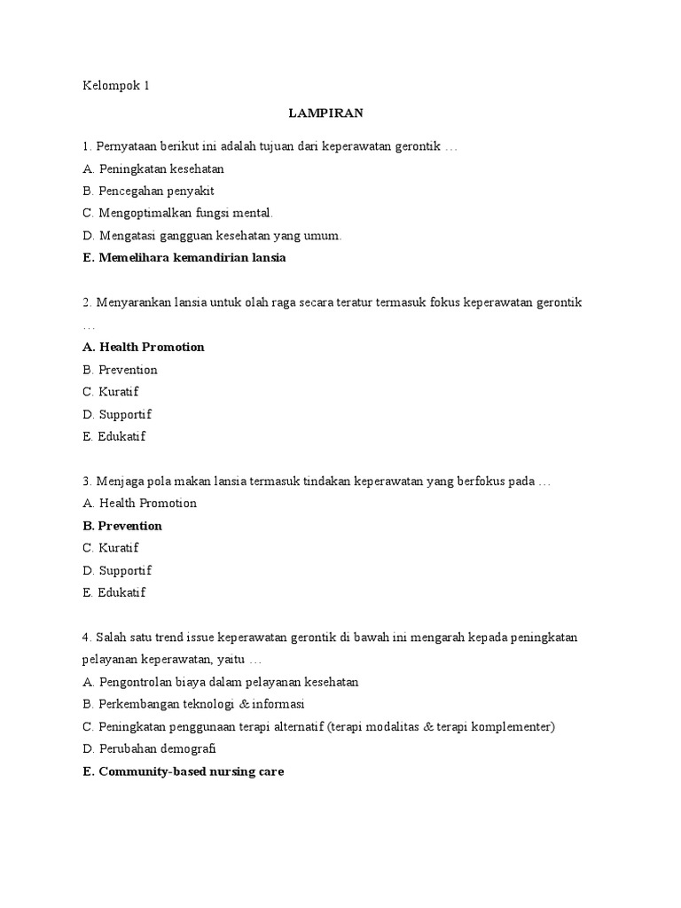 Kumpulan Soal Gerontik | PDF | Gaya Hidup