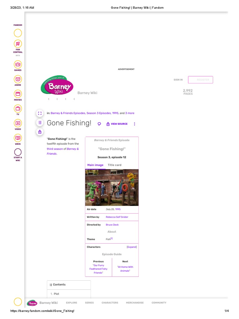 Barney's Gone Fishing Episode Guide | PDF | Fandom