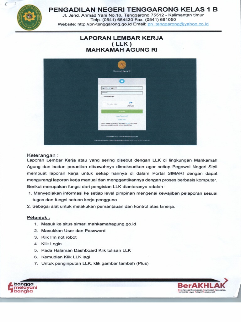 Aplikasi LLK Mahkamah Agung | PDF