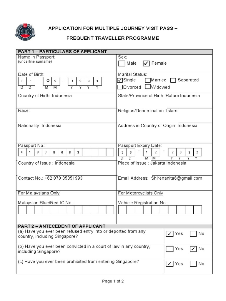 Multiple Journey Visit Pass Application | PDF | Government | Justice
