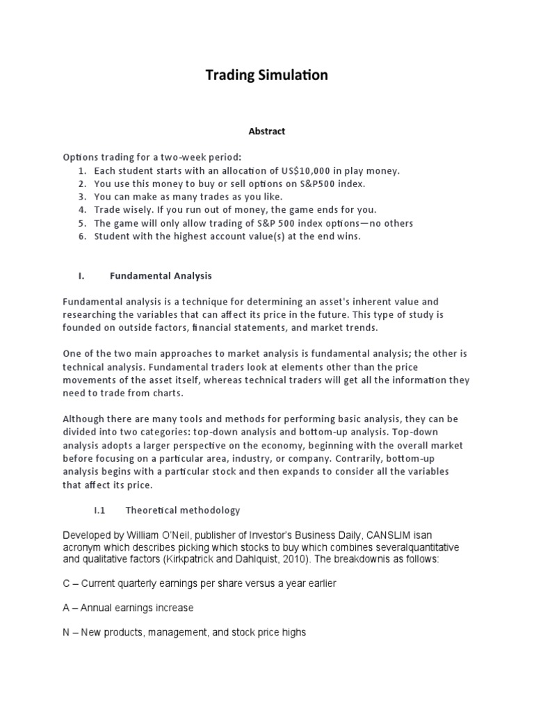 Trading Simulation Pdf Technical Analysis Day Trading 