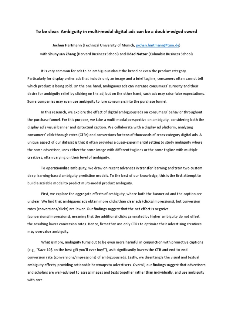 Impact of Ambiguity in Digital Ads | PDF | Advertising | Cognitive Science