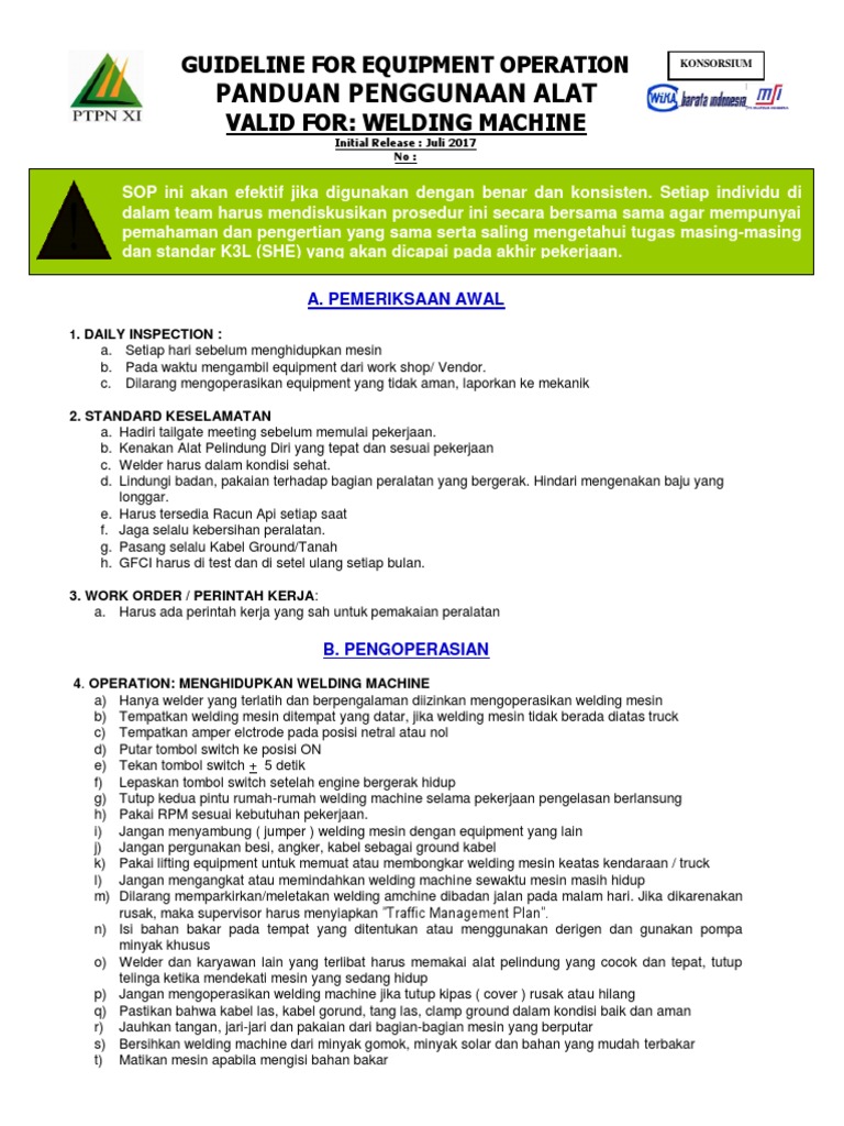 WIKA EO SOP 1113 001 Welding Mesin | PDF | Teknologi & Rekayasa
