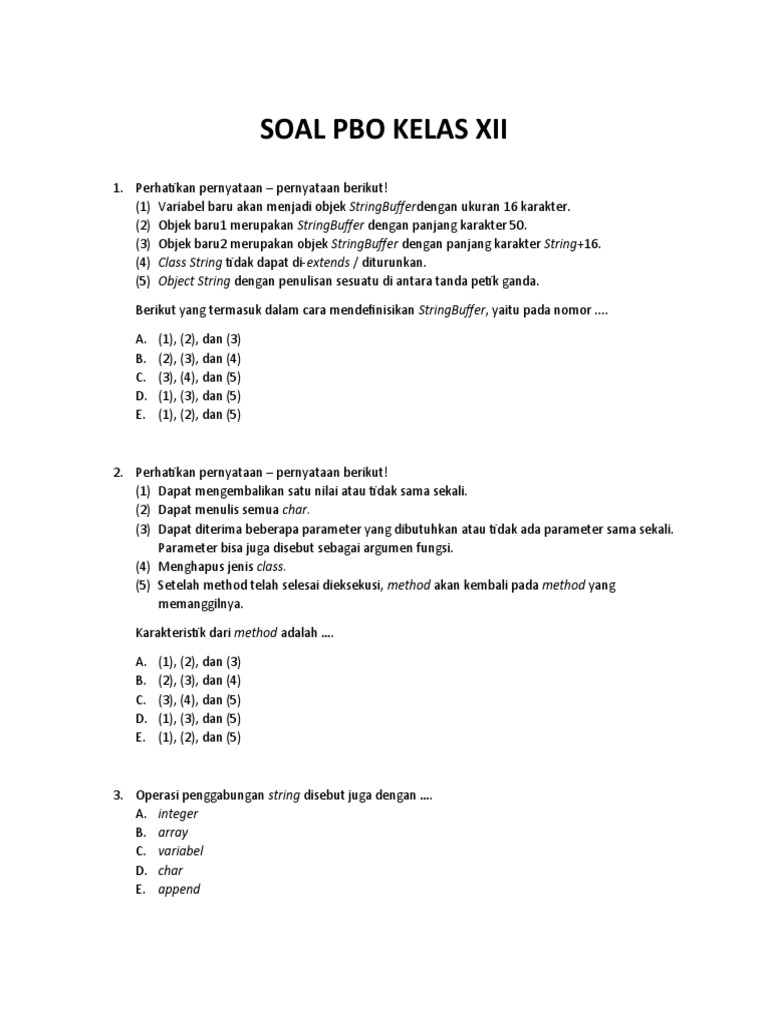 Soal Pbo Kelas Xii | PDF