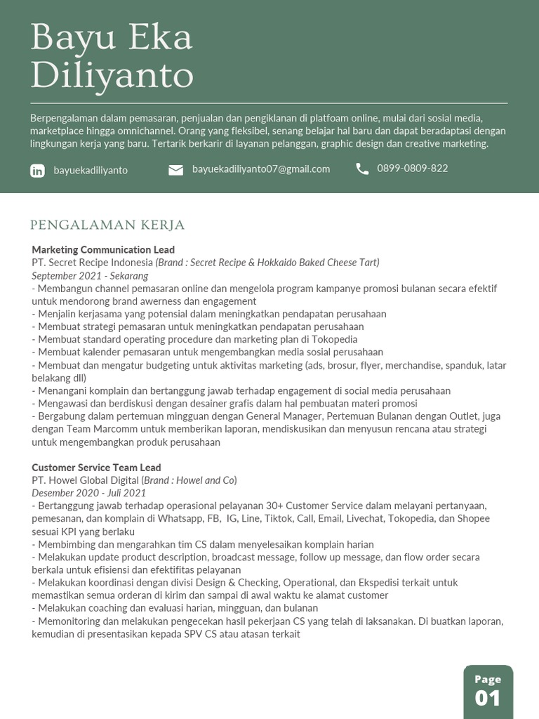 CV 2022 - Bayu Eka | PDF