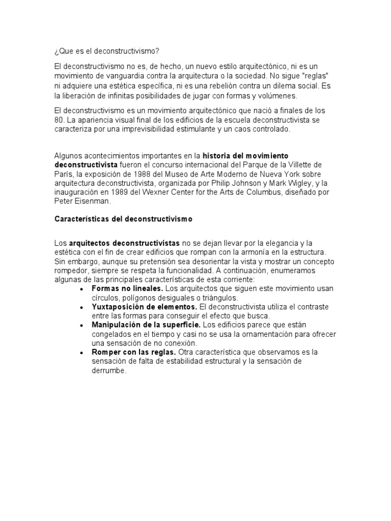 Deconstructivismo | PDF | Estética | Diseño