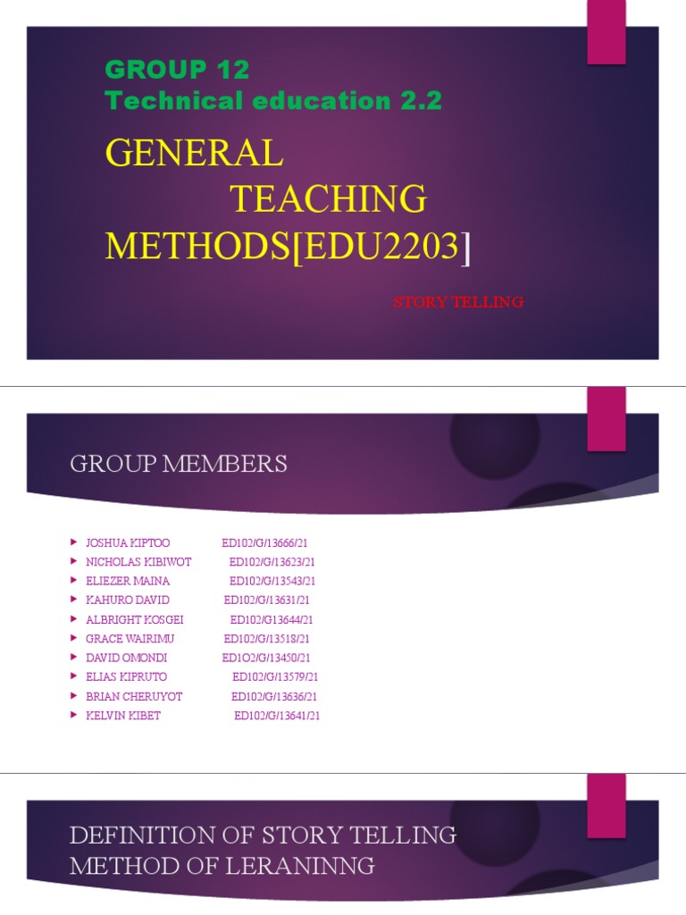 General Teaching Metods (Edu2203) | PDF | Storytelling | Learning