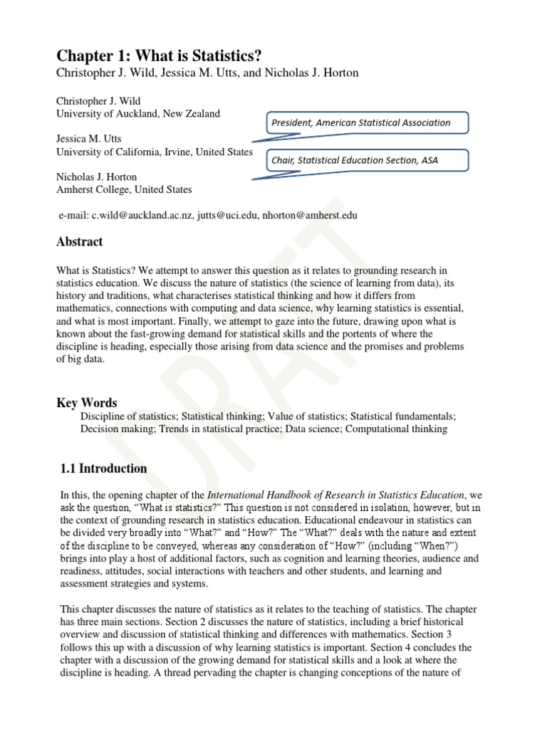 Chapter 1: What Is Statistics?: Christopher J. Wild, Jessica M. Utts, and Nicholas J. Horton ...