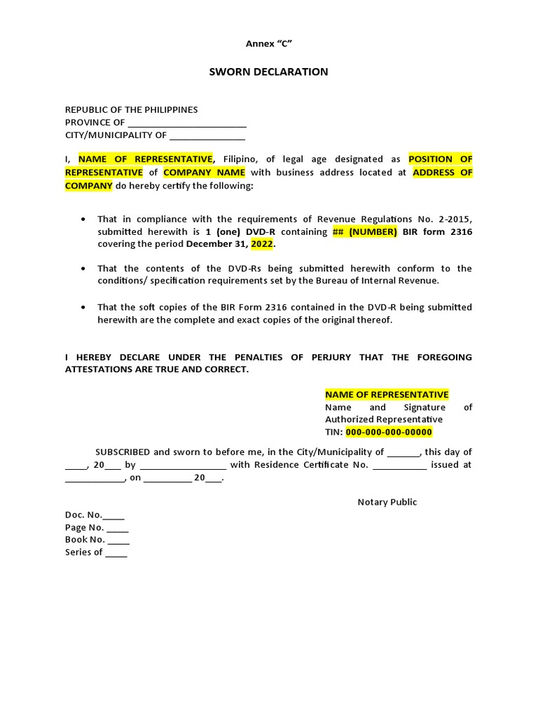 BIR Annex C For 2316 | PDF