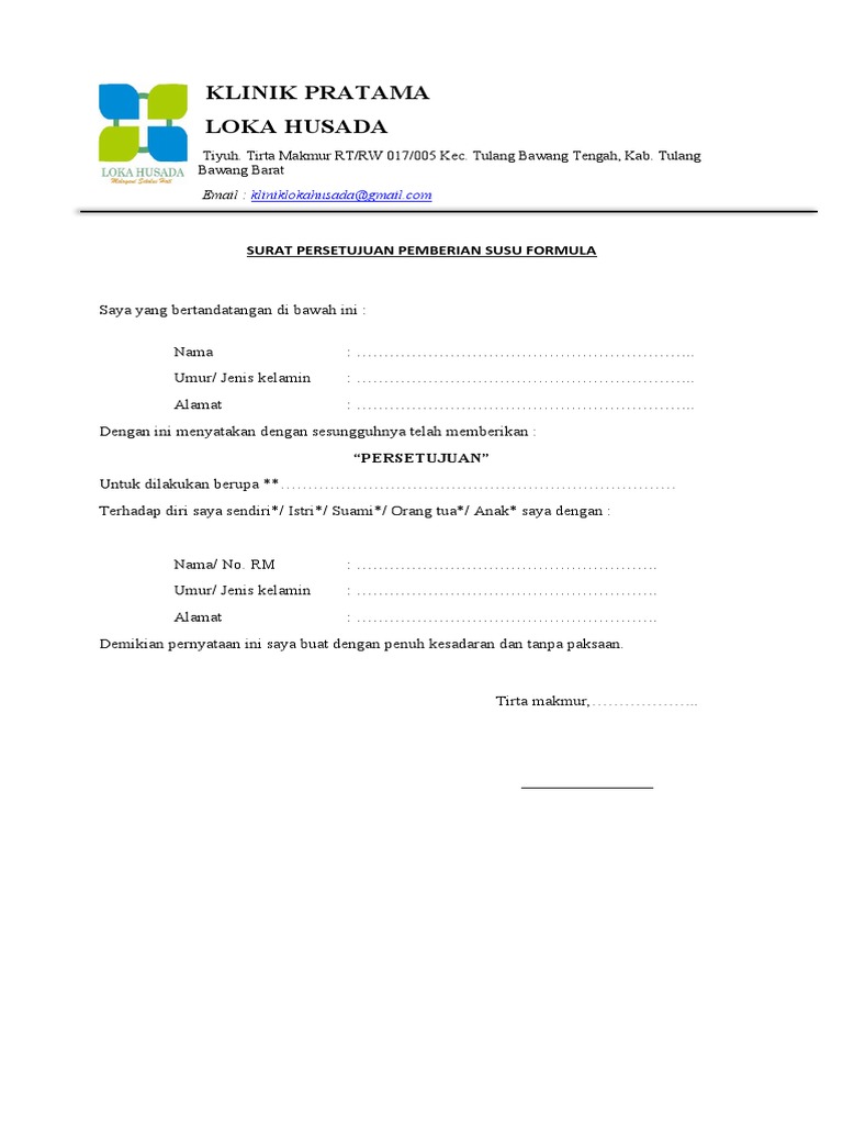 Persetujuan Pemberian Susu Formula | PDF