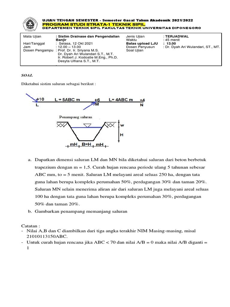 SNJ Uts Drainase 2022 | PDF | Metode & Bahan Ajar