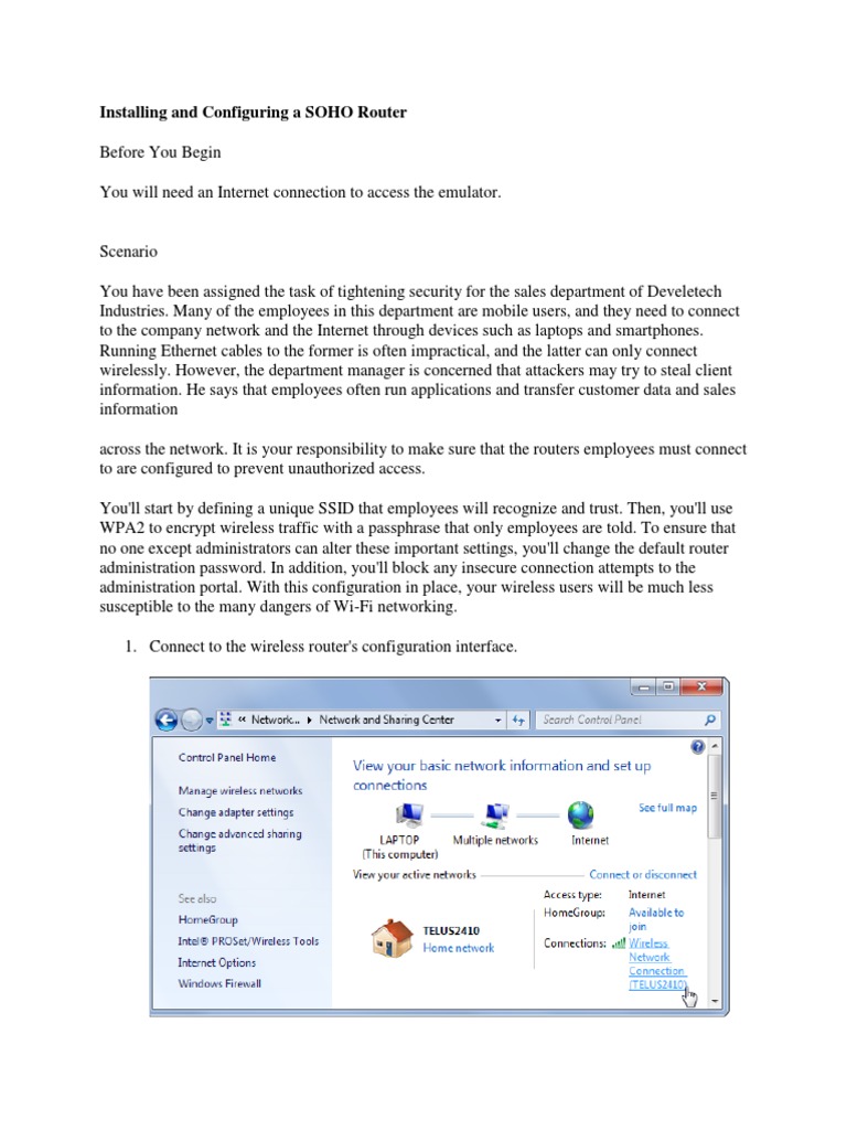 Installing and Configuring A SOHO Router | PDF | Wi Fi | Computer Network