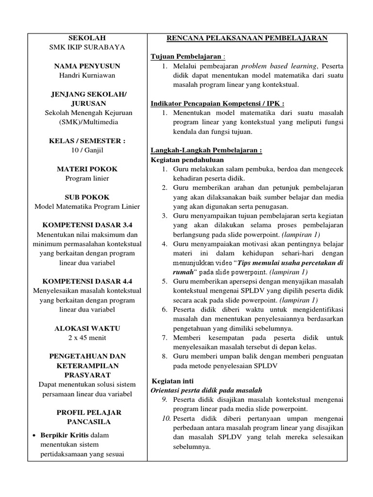 RPP Pertemuan 1 | PDF