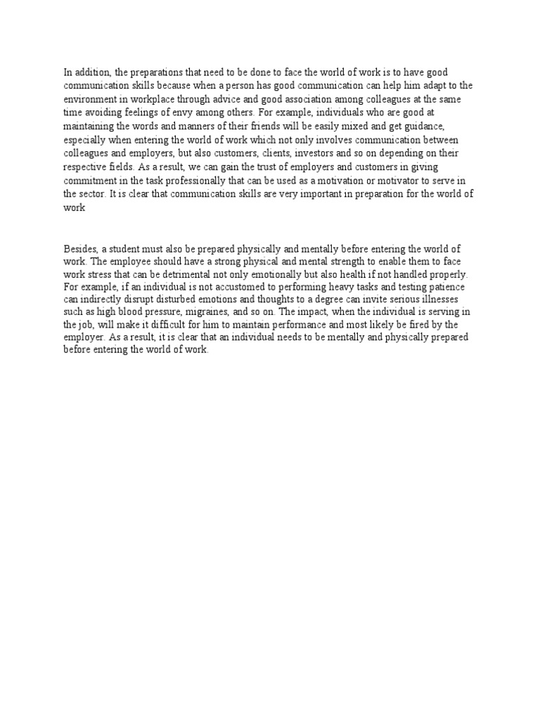Preparation For Work | PDF