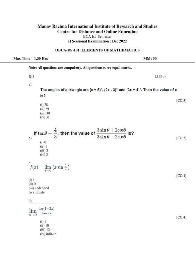 EOM Sessional 2 I | PDF | Mathematics | Numerical Analysis