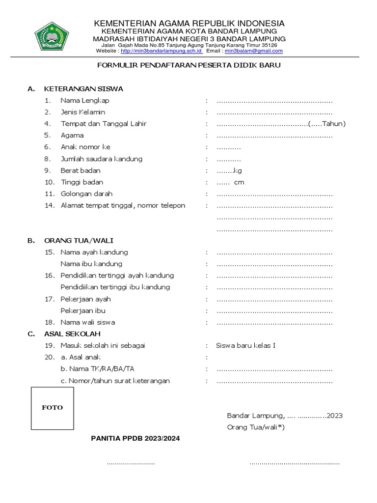 Formulir PPDB 2023 | PDF