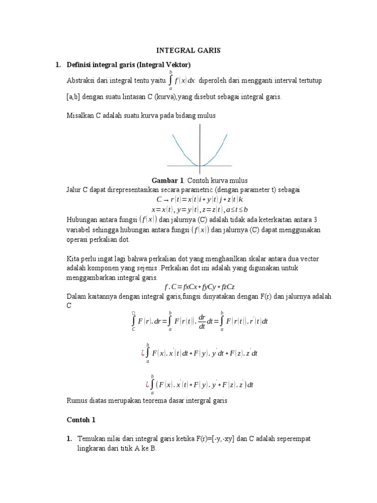 Definisi dan Contoh Integral Garis | PDF
