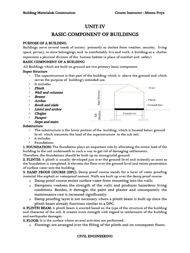 BMC-4.Basics of Building Components | PDF | Flooring | Concrete