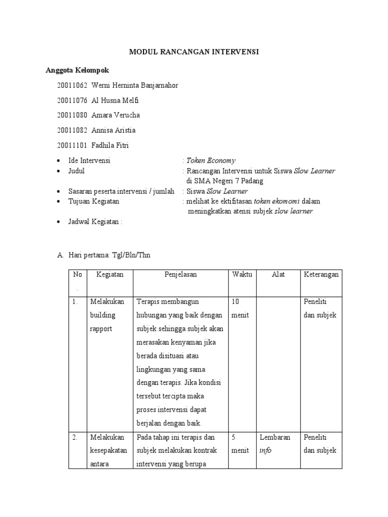Modul Rancangan Intervensi | PDF