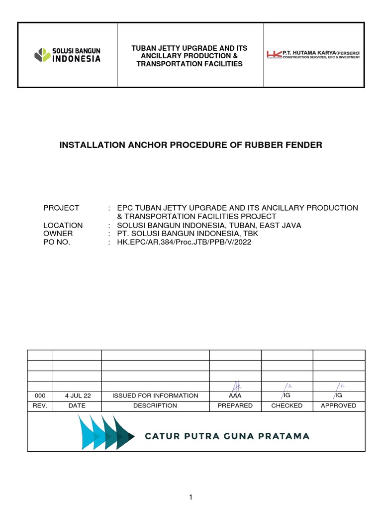 Tuban Jetty Upgrade: Anchor Procedure | PDF | Screw | Drilling