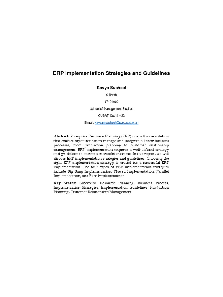 ERP Implementation Strategy and Guidelines | PDF | Enterprise Resource Planning | Computing