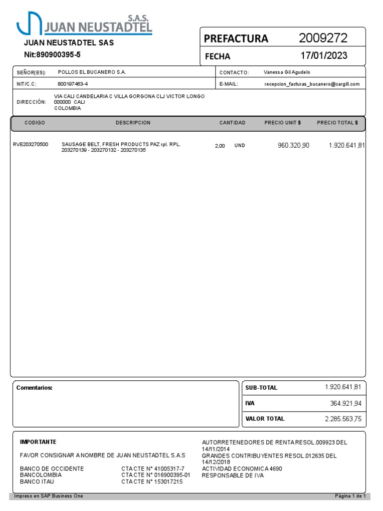 Prefactura: Fecha | PDF