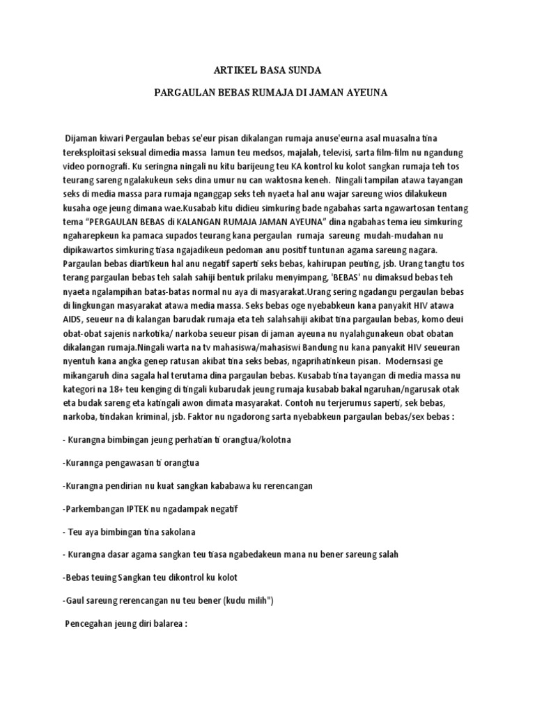 Artikel Basa Sunda Pargaulan Bebas Rumaja Di Jaman Ayeuna | PDF
