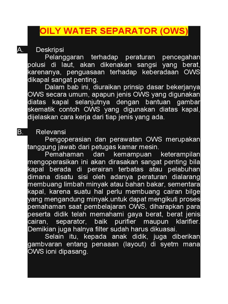 Sasi. 06. (T1) - Oily Water Separator | PDF