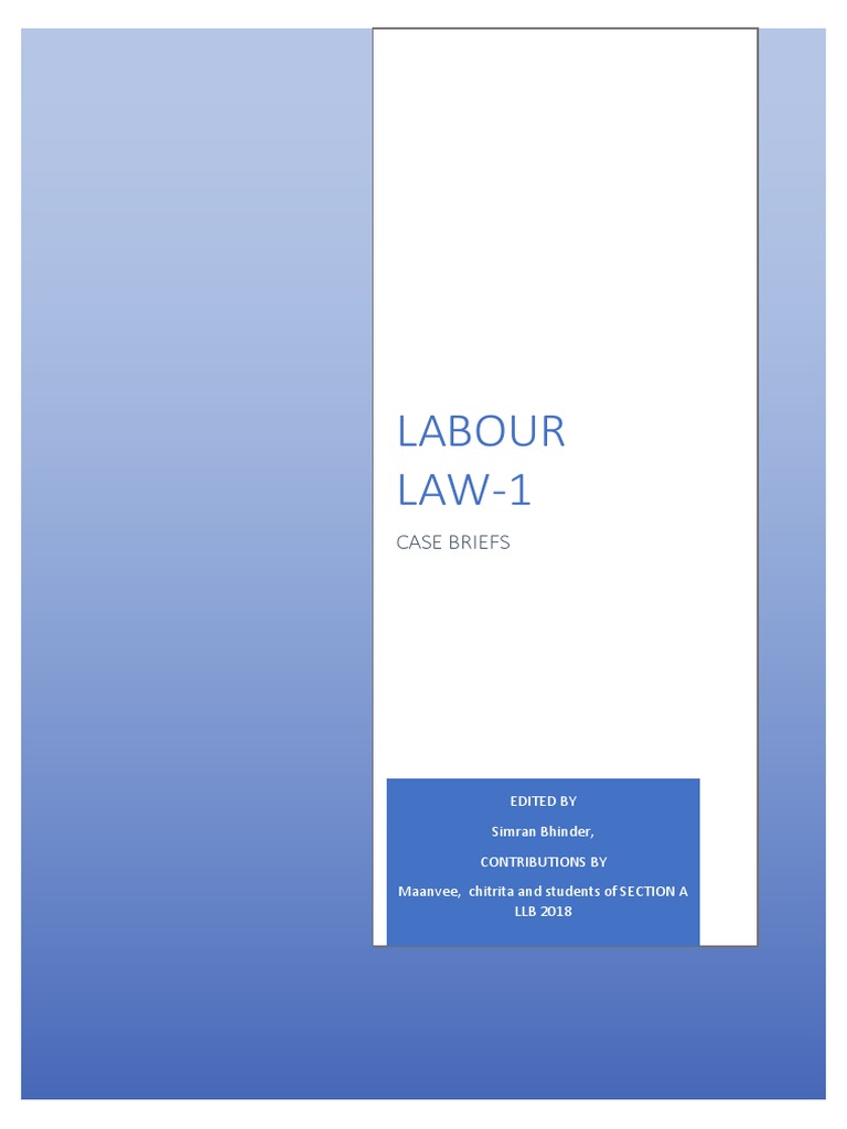 Labour Law 1 Case Briefs. | PDF | Mandamus | Employment