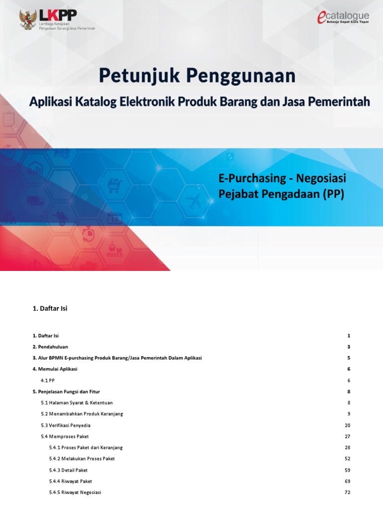 Petunjuk Penggunaan Aplikasi (EPurchasing) Katalog Elektronik - PP (9 Januari 2023) | PDF