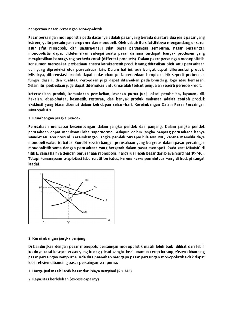 Kurva Marginal Revenue di Pasar Monopolistik | PDF