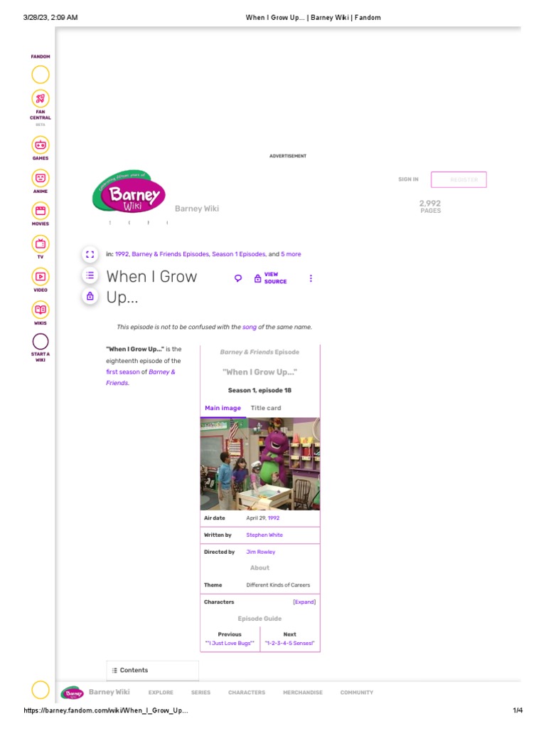 When I Grow Up... - Barney Wiki - Fandom | PDF | Fandom