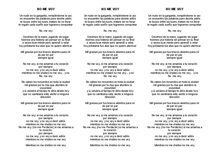 No Me Voy (Letra) | PDF