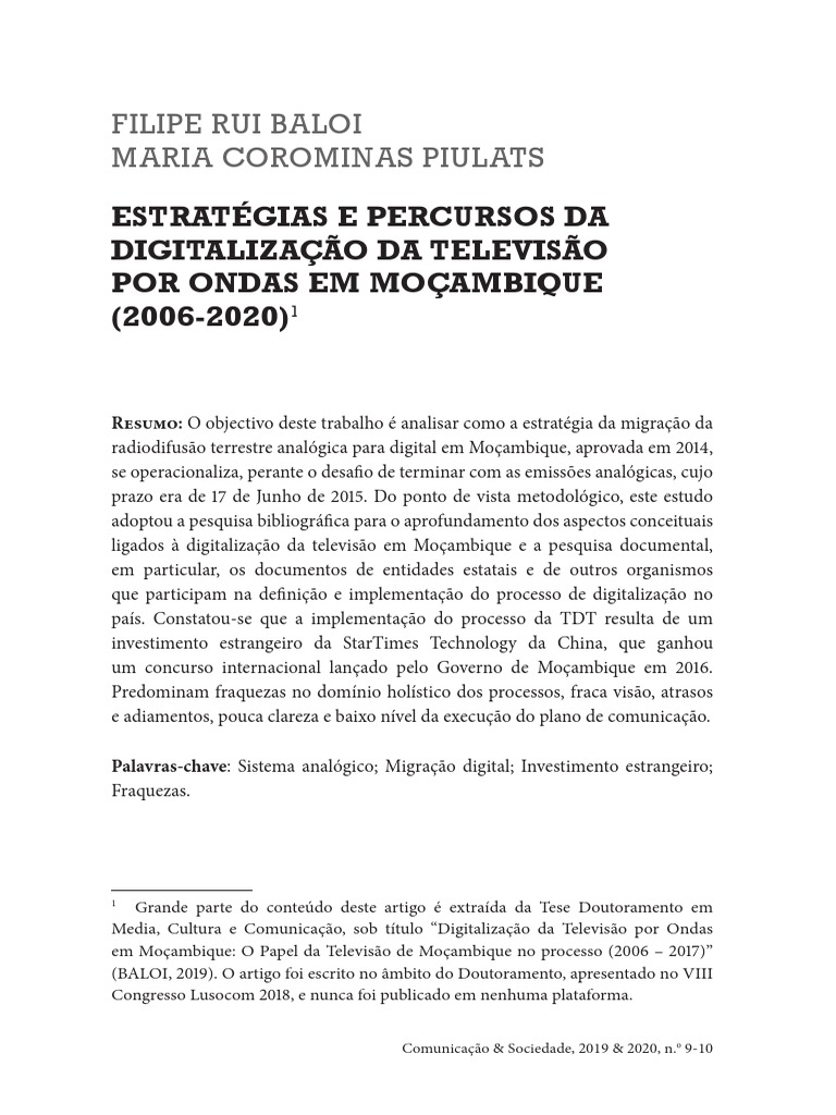 Revista CS Filipe Baloi Maria Piulats | PDF | Televisão digital ...