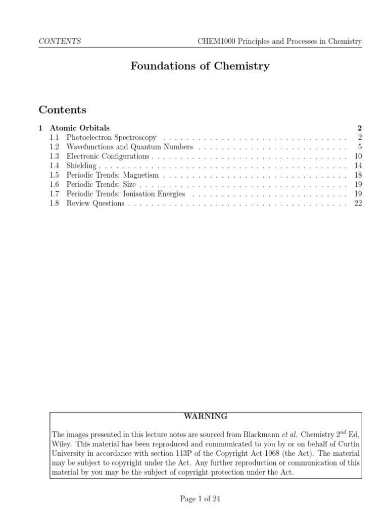 CHEM1000 Lecture Notes Atomic Orbitals | PDF | Atomic Orbital ...