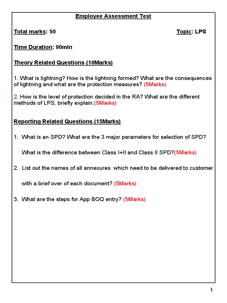 2 Employee Assessment Test - LPS | PDF