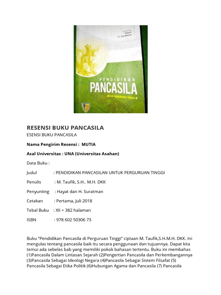 Resensi Buku Pendidikan Pancasila | PDF