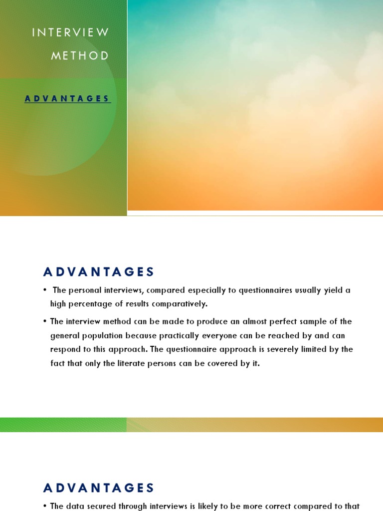 Advantages of The Interview Method Presentation | PDF