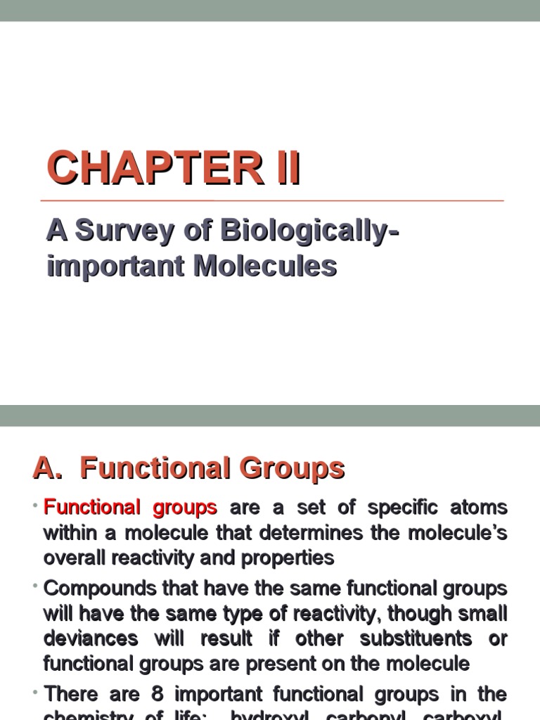 Biochemistry II. A Survey of Biologically-Important Molecules | PDF ...