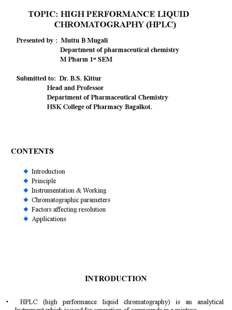 HPLC Presentation1 | PDF | High Performance Liquid Chromatography ...