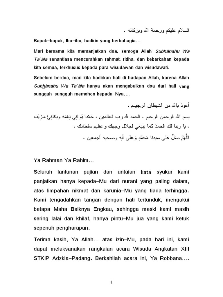 Doa Wisuda Feb 2021 | PDF