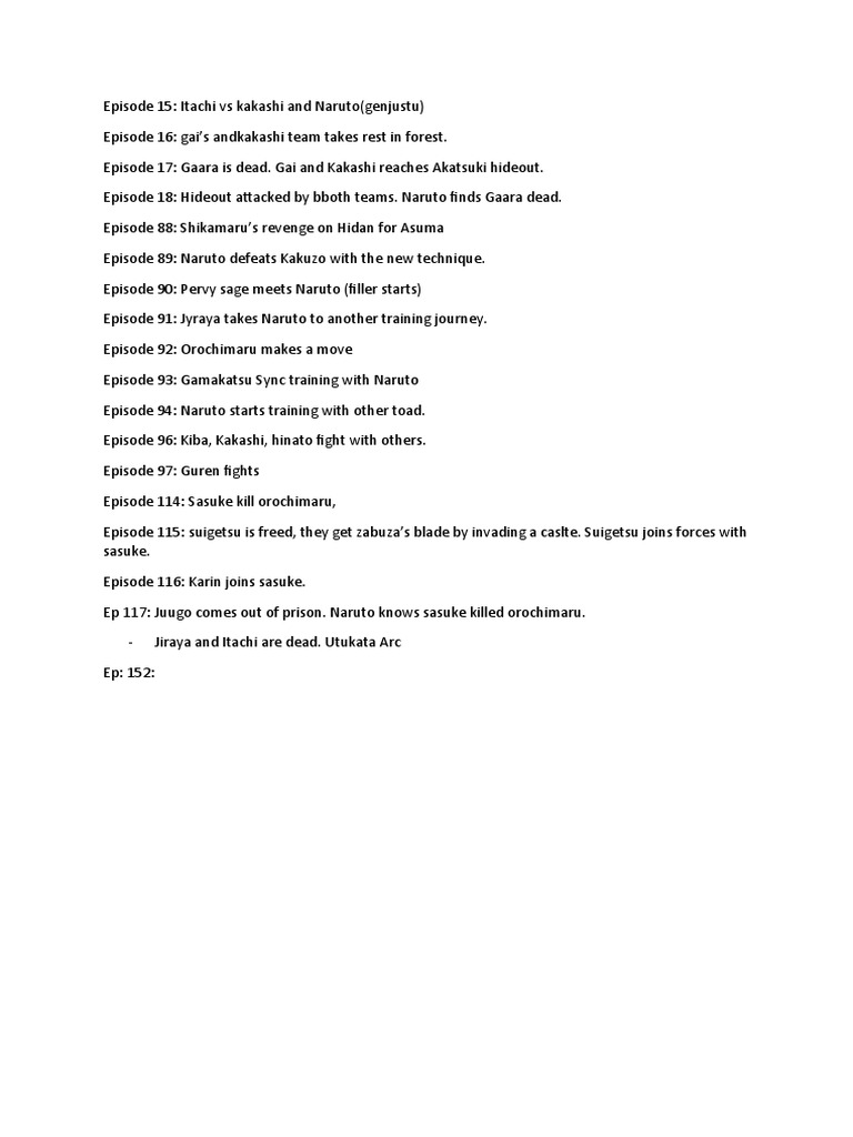 Naruto Outline Episodes | PDF
