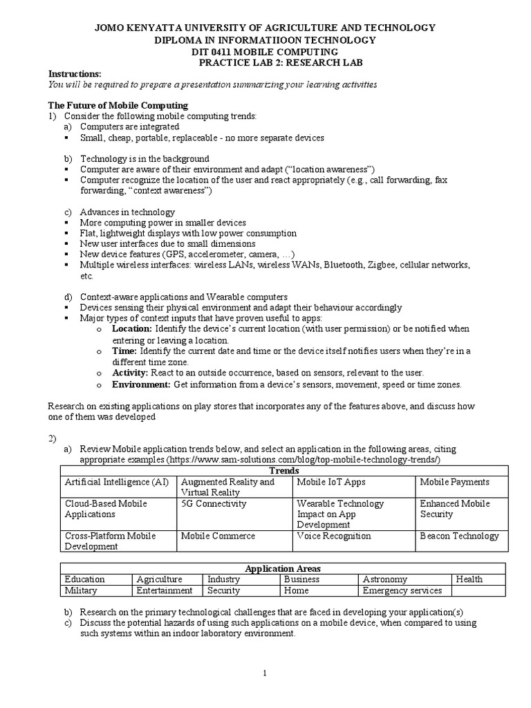 DIT 0411 Mobile Computing Lab 2 - Research | PDF | Mobile Device | Human–Computer Interaction